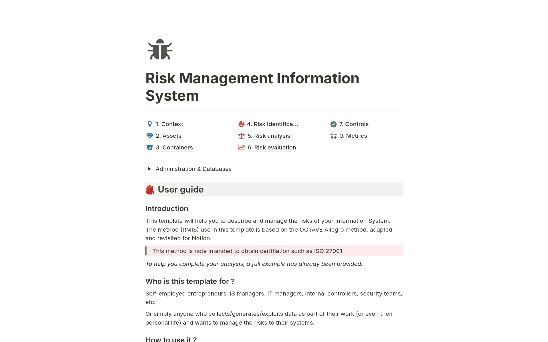 Risk Management Information System by Emilien | Notion Template