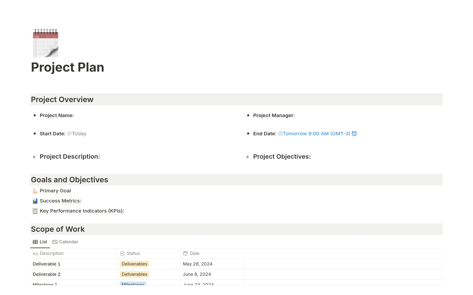 Project Plan Template by Julieta Habif | Notion Marketplace